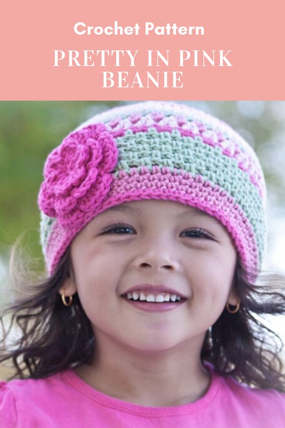 Girls Hat Crochet Pattern – Pretty in Pink Beanie – Crochet Arcade