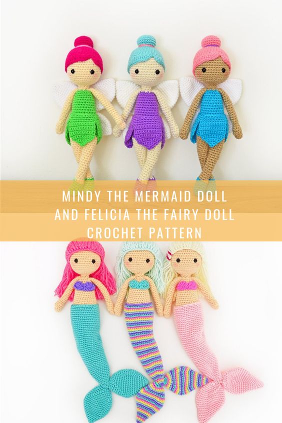 Mindy the Mermaid Doll and Felicia the Fairy Doll Crochet Pattern ...